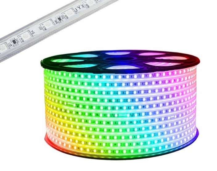 Taśma LED RGB 230V 5050 Taśma Cięta Na Metry Wodoodporna 12W/M - JPC ...