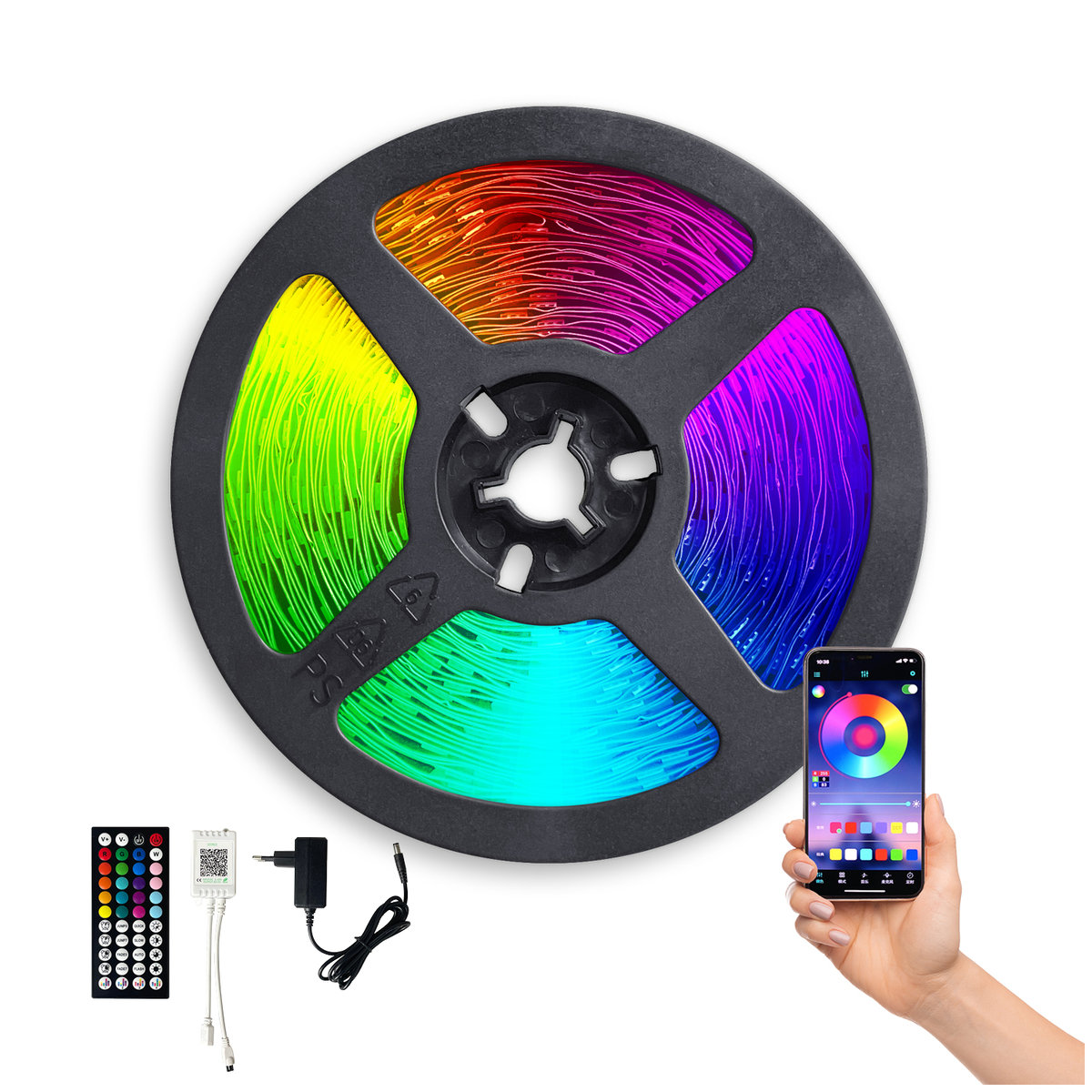 Taśma LED RGB 5050 Aplikacja SMART HOME 10M PILOT Bluetooth muzyka ...