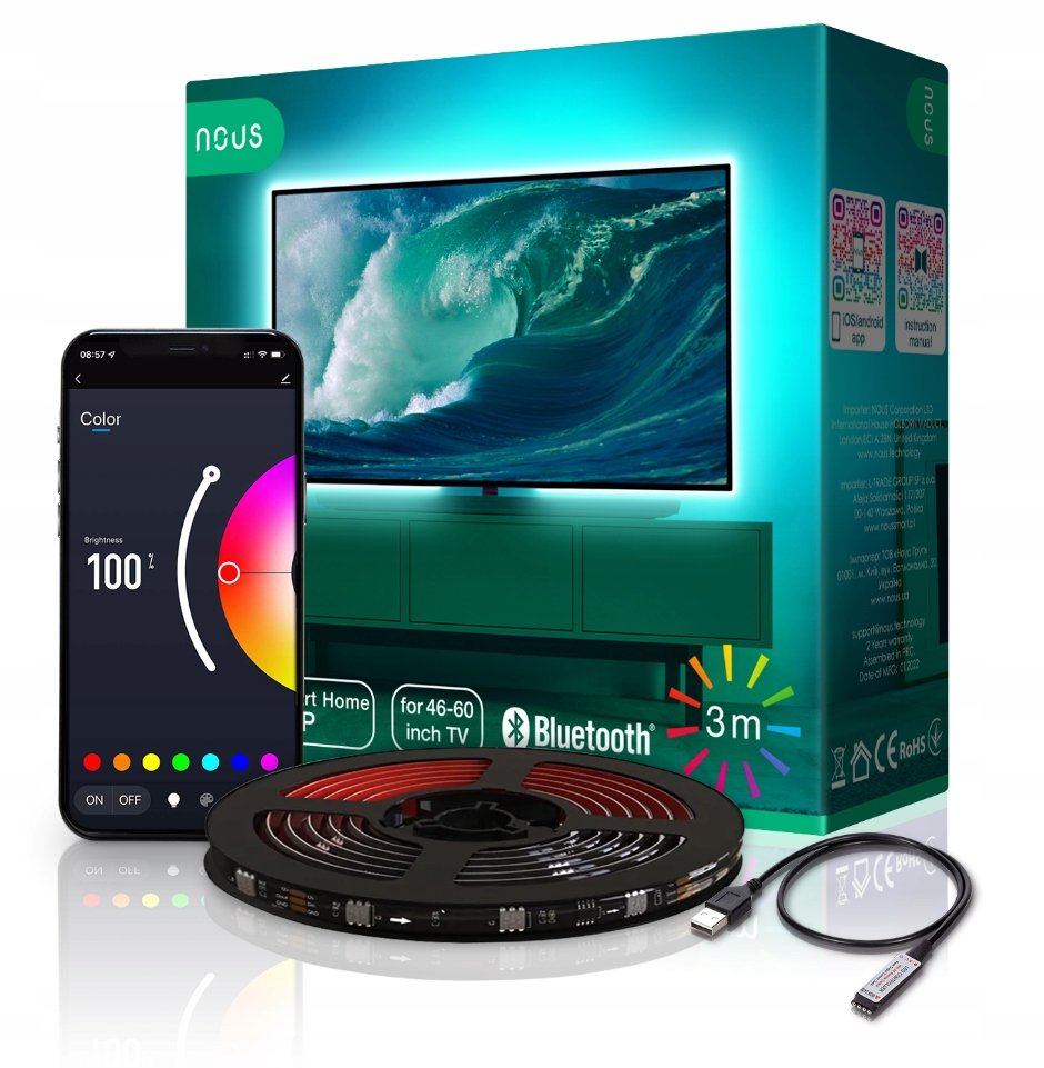 Taśma Led Smart Rgb 3M Tv Led Strip Nous F8 Ip44 - Nous | Sklep EMPIK.COM