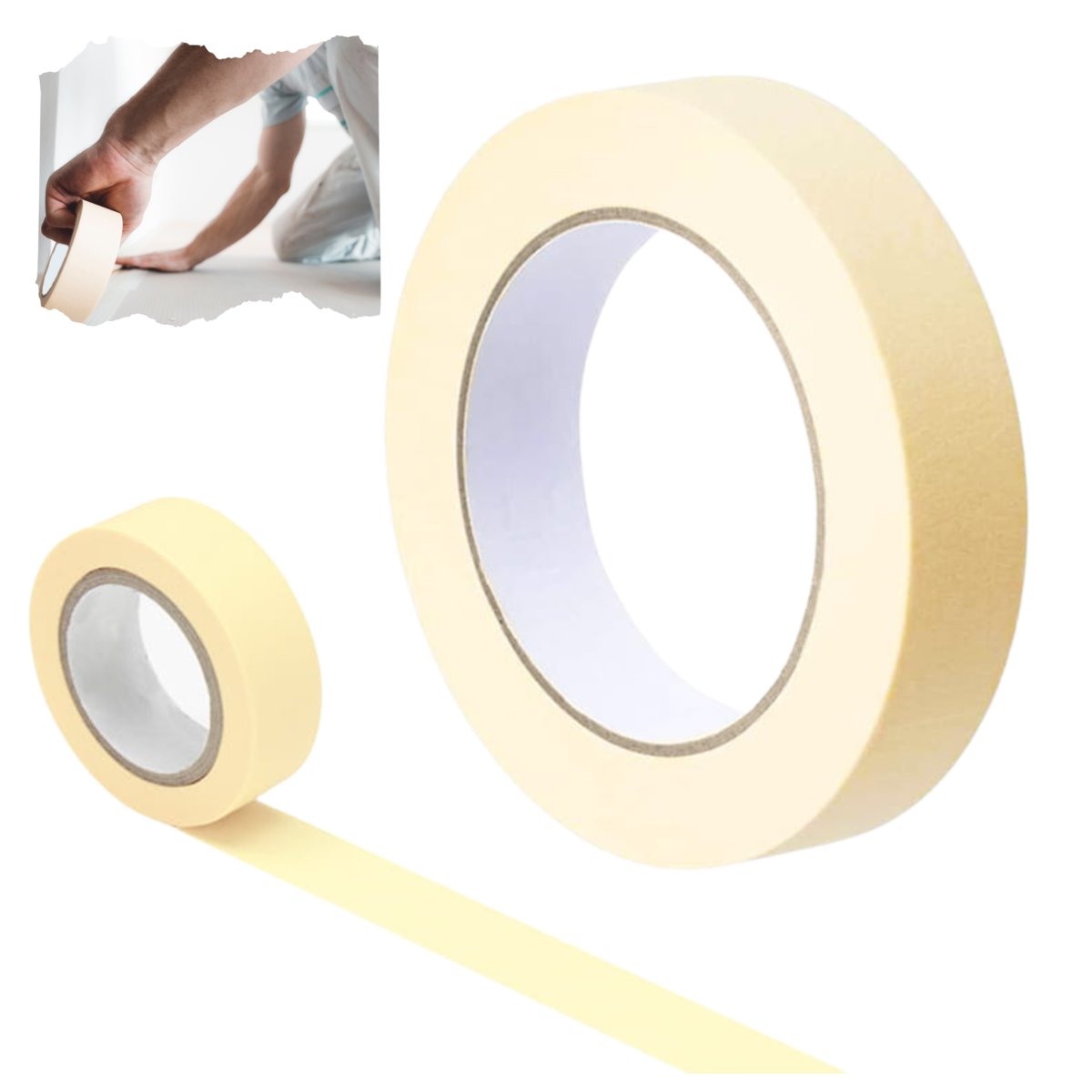 TAŚMA MALARSKA MASKUJĄCA PAPIEROWA ŻÓŁTA 19x50 mm UNIWERSALNA DO ...