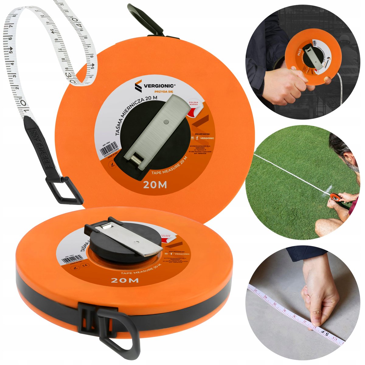 TAŚMA MIERNICZA MIARA ZWIJANA BUDOWLANA UCHWYT POMIAROWA DO MIERZENIA 20m - PrzydaSie.pl | Sklep ...