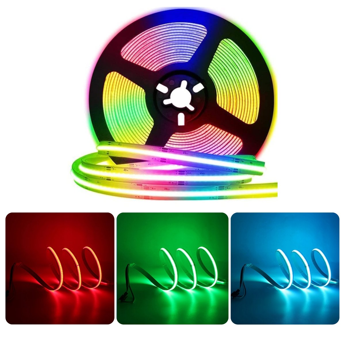 Taśma neon LED COB wielokolorowa RGB 840 diod 15W 24V IP20 - inna (Inny ...