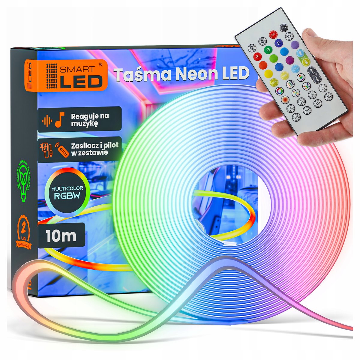 Taśma NEON LED RGBW CCT 10 metrów Zestaw Sterownik Pilot Zasilacz ...