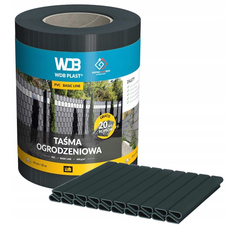 TAŚMA OGRODZENIOWA WDB BASIC 19x35 ANTRACYT GRAFIT - WDB PLAST | Sklep EMPIK.COM