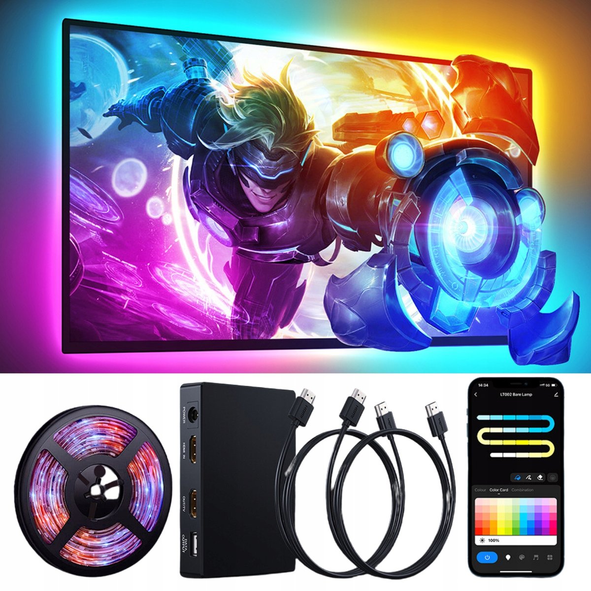 Taśma podświetlająca LED RGB Ambilight oświetlenie do TV 5m 75-85 ...