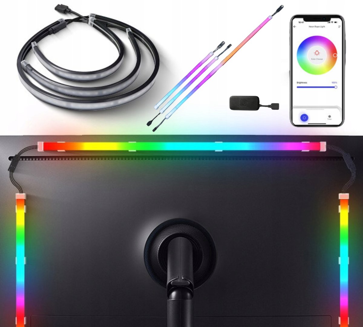 Taśma podświetlająca LED RGB DIY Ambilight Neon oświetlenie do monitora PC - Edup | Sklep EMPIK.COM