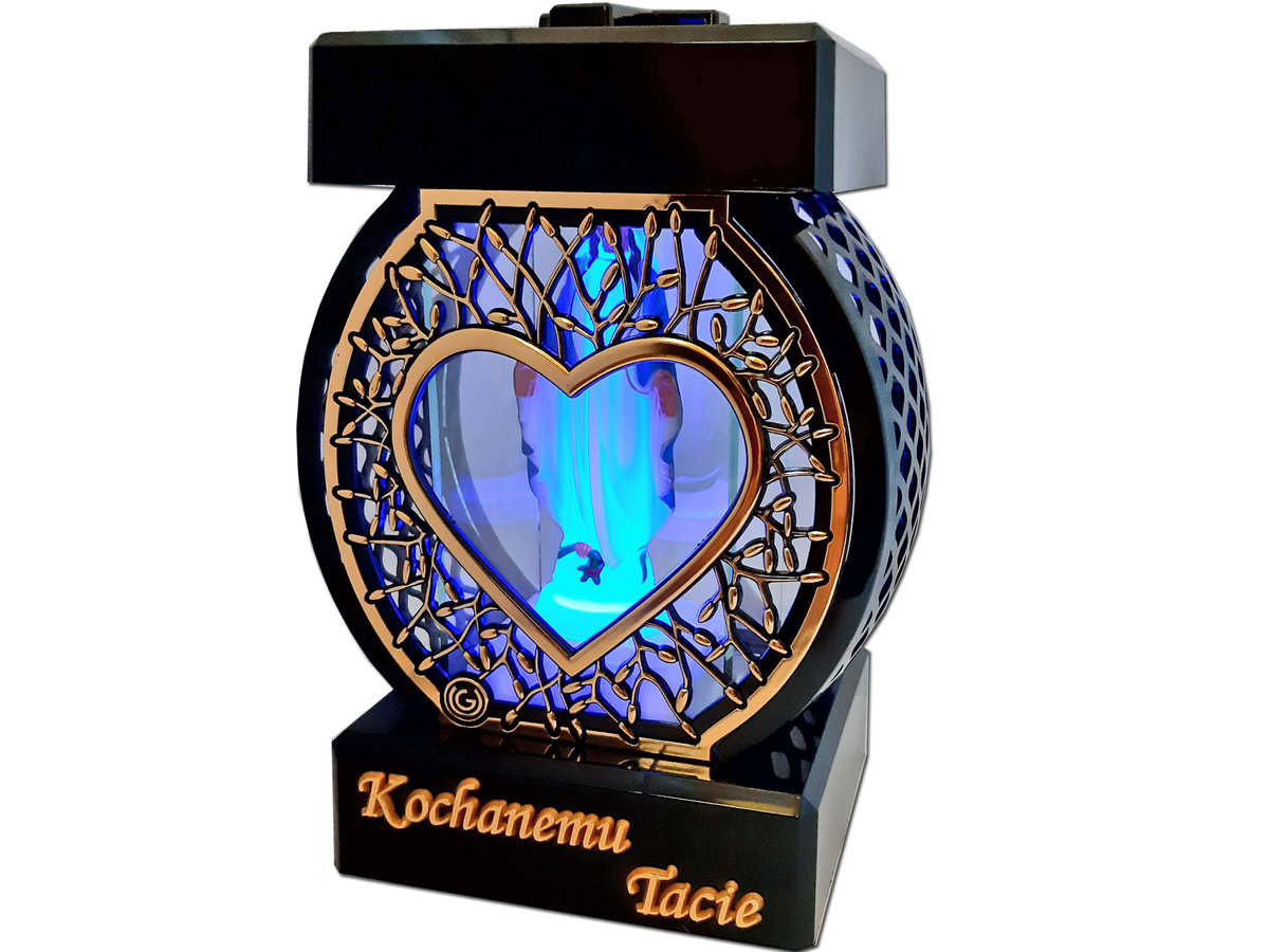 Tata Tacie Znicz Lampion Na Grób Koło Rtn Serce Rama Złoto+Figurka Led ...