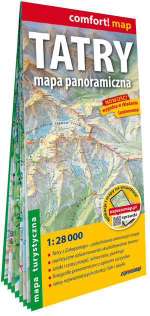 Tatry. Mapa panoramiczna laminowana mapa turystyczna 1:28 000 ...