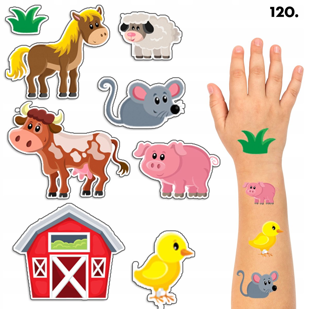 Tatuaże Zmywalne Dla Dzieci Tymczasowe Farma Ranczo - 8 El. / 150 ...