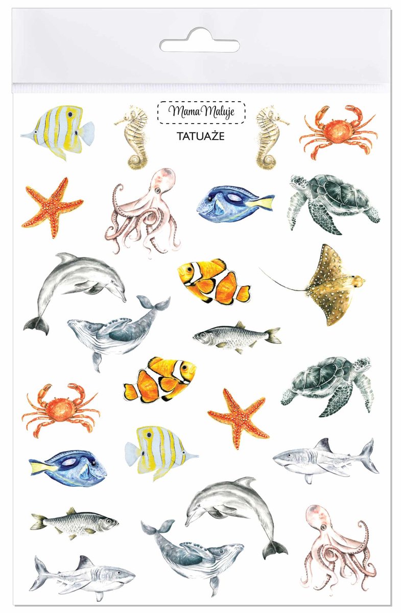 Tatuaże zmywalne, Zwierzęta mórz i oceanów - Mama Maluje | Sklep EMPIK.COM