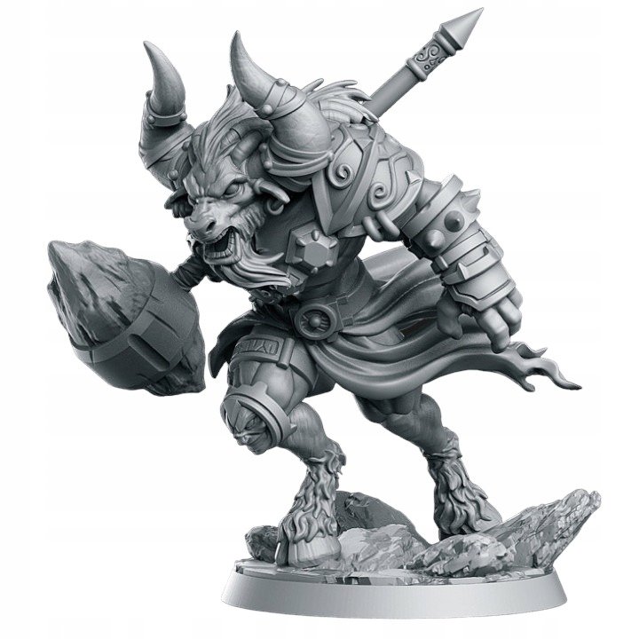 Taurinos minotaur + podstawka do DND D&D 3D druk 12k RPG - Iron Shield ...