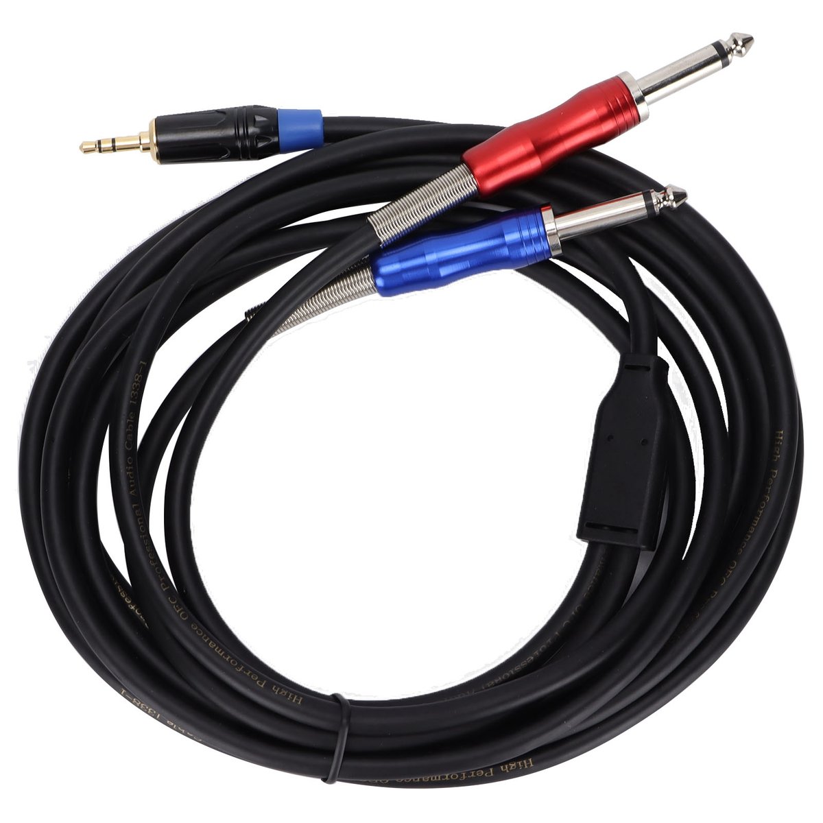 TC195BULS01 Kabel przejściowy audio monofoniczny 3,5 mm na dwa 1/4 cala ...