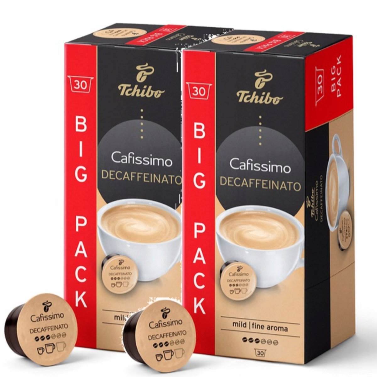Tchibo Cafissimo Decaffeinato Bezkofeinowa Kawa 30x2 Kapsułek Zestaw ...