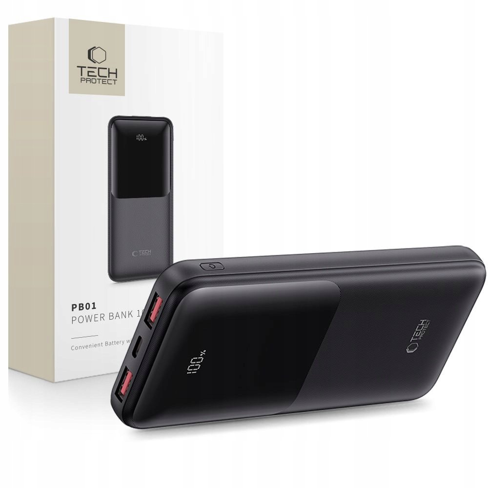 Tech-Protect Pb01 Power Bank 10000Mah 22.5W Black - TECH-PROTECT | Sklep EMPIK.COM