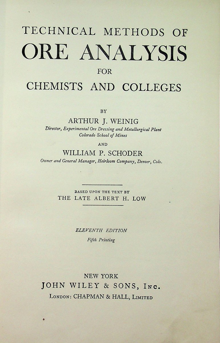 Technical methods of ore analysis for chemists and colleges 1948 r - W ...