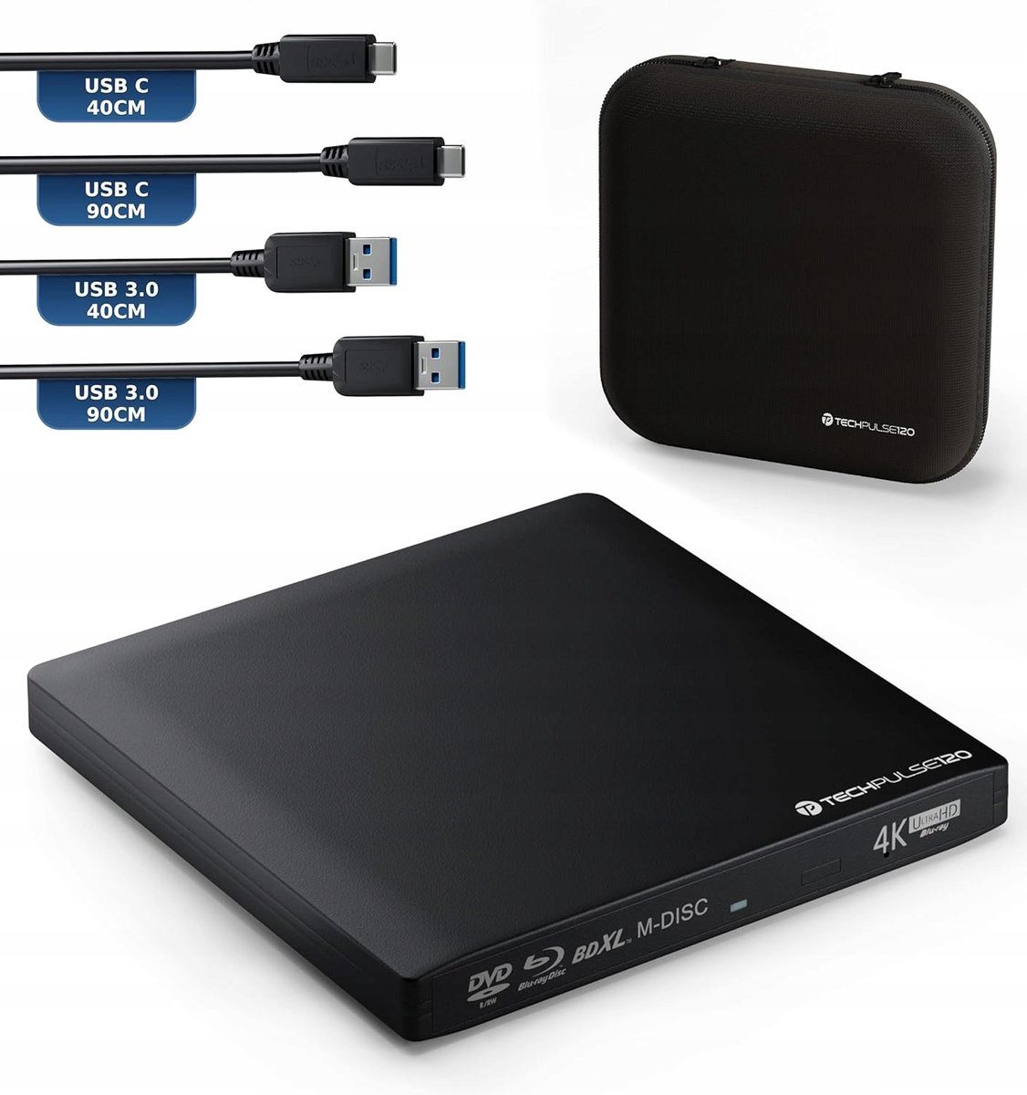 techPulse120 Nagrywarka Blu-ray DVD CD USB-C 3.1 4k 3D M-DISC HDR10 ...