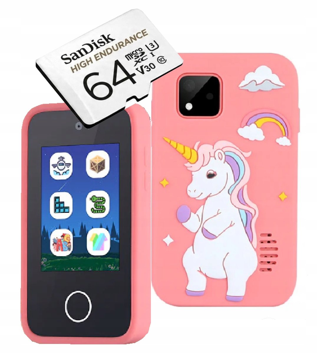 TELEFON DLA dzieci SMARTFON DOTYKOWY APARAT JEDNOROŻEC RÓŻOWY K08 ...