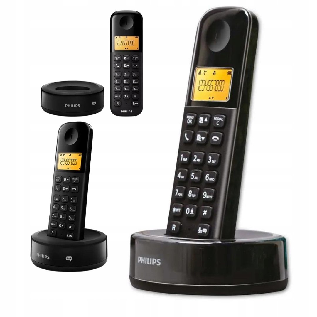 Telefon stacjonarny bezprzewodowy Philips D1651B/01 domowy czarny ...