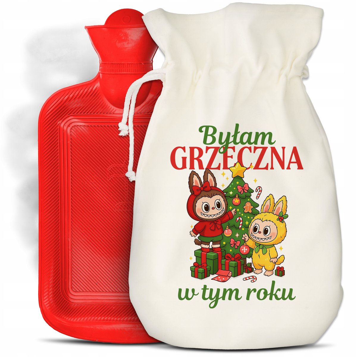 Termofor Czerwony W Pokrowcu BYŁAM GRZECZNA Prezent Na Święta Mikołajki ...