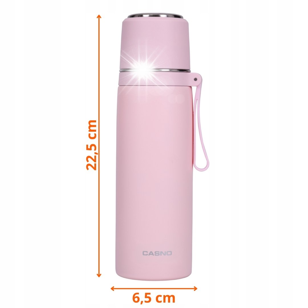 TERMOS NA NAPOJE TURYSTYCZNY CASNO TAMBORA 500 ML RÓŻOWY Z KUBKIEM ...