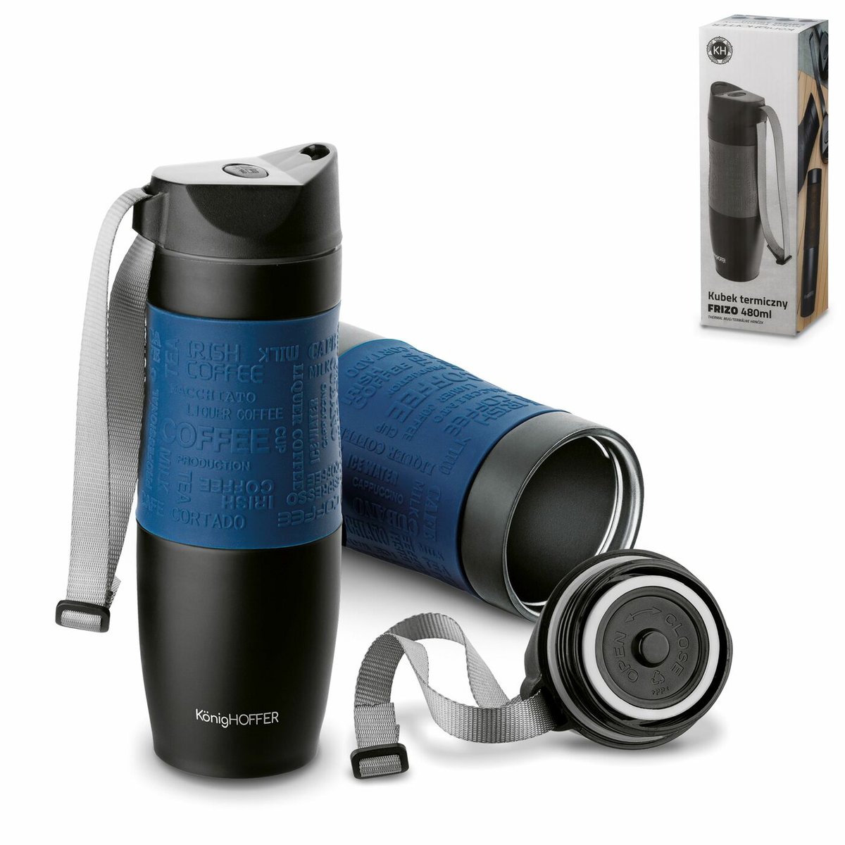 Termos turystyczny KUBEK TERMICZNY ustnik CLICK Konighoffer Frizo 480 ml granatowy - KönigHOFFER ...