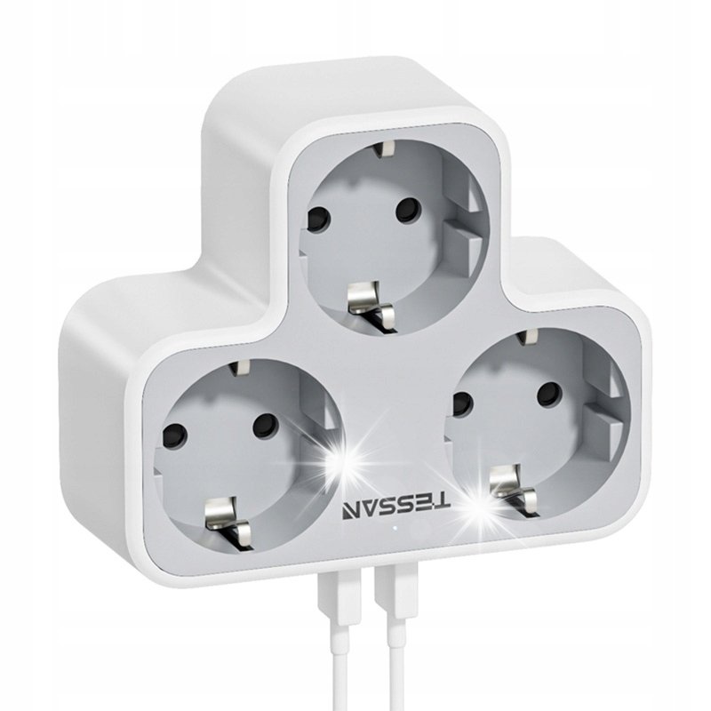 Tessan Kompaktowe Gniazdko Elektryczne Ścienne Kontakt Rozdzielacz USB ...