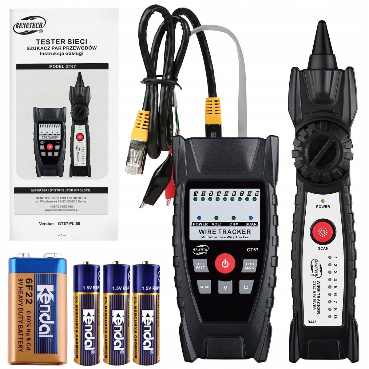 TESTER KABLI SZUKACZ PAR PRZEWODÓW TRACKER RJ45 - Benetech | Sklep ...