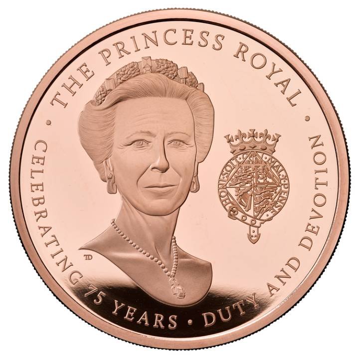The 75th Birthday of HRH The Princess Royal 5 GBP Złoto 2025 Proof ...