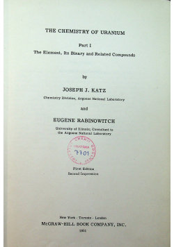 The chemistry of uranium part I - | Książka w Empik