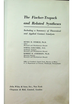 The fischer-tropsch and related syntheses - Opracowanie zbiorowe ...