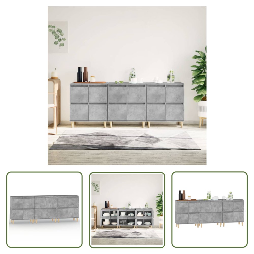 The Living Store Komody - 3 szt. - szarość betonu - 60x35x70 cm ...