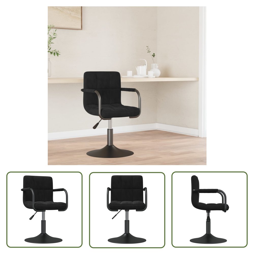 The Living Store Krzesło stołowe - czarne - obite aksamitem - Krzesło ...