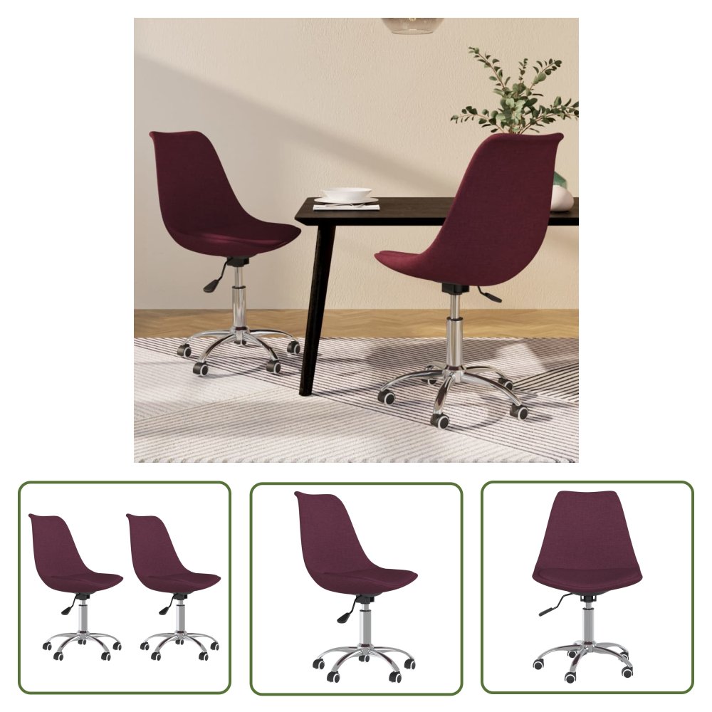 The Living Store Obrotowe krzesła stołowe - 2 szt. - fioletowe - obite ...