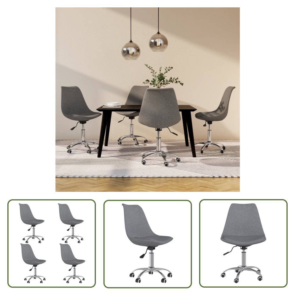 The Living Store Obrotowe krzesła stołowe - 4 szt. - jasnoszare - obite ...