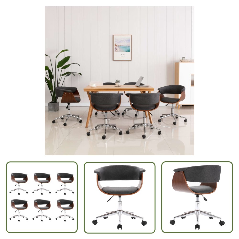 The Living Store Obrotowe krzesła stołowe - 6 szt. - szare - obite ...