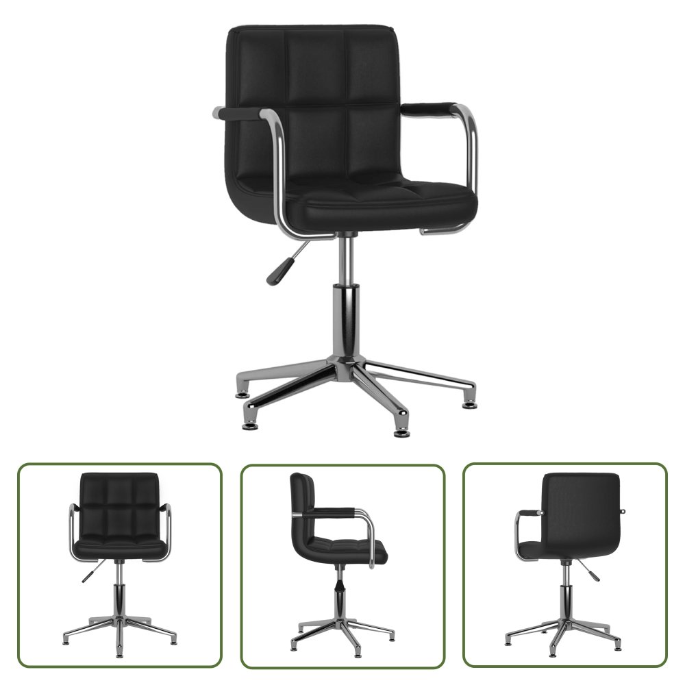 The Living Store Obrotowe krzesło stołowe - czarne - obite sztuczną ...