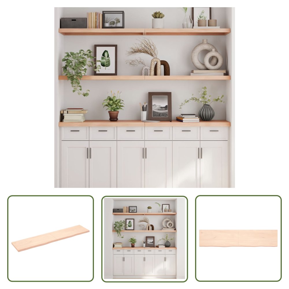 The Living Store Półka - 180x40x(2-4) cm - surowe lite drewno dębowe ...