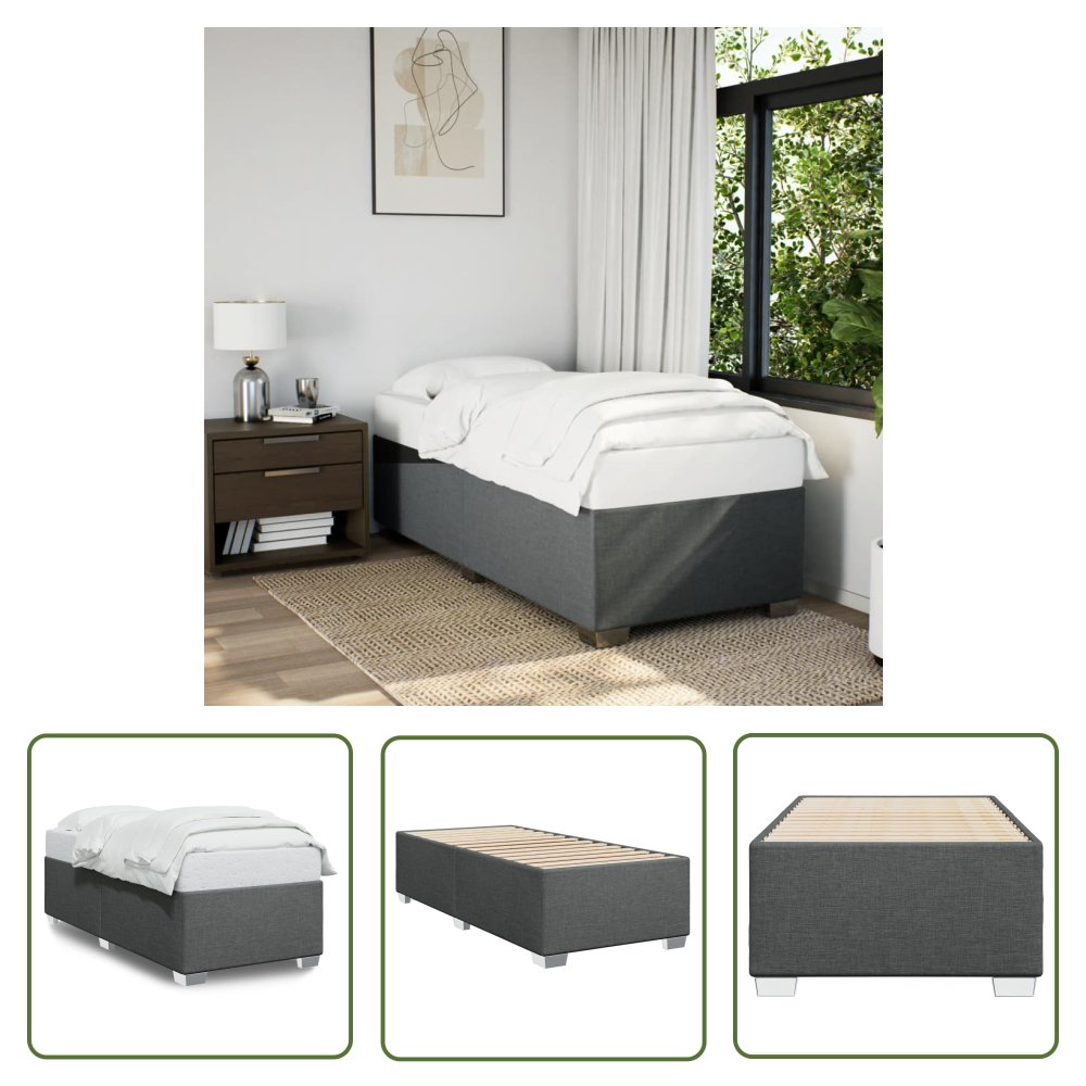 The Living Store Rama łóżka bez materaca - ciemnoszara - 90x200 cm ...