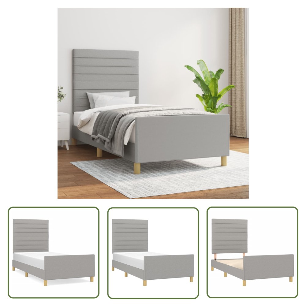 The Living Store Rama łóżka bez materaca - jasnoszara - 100x200 cm ...