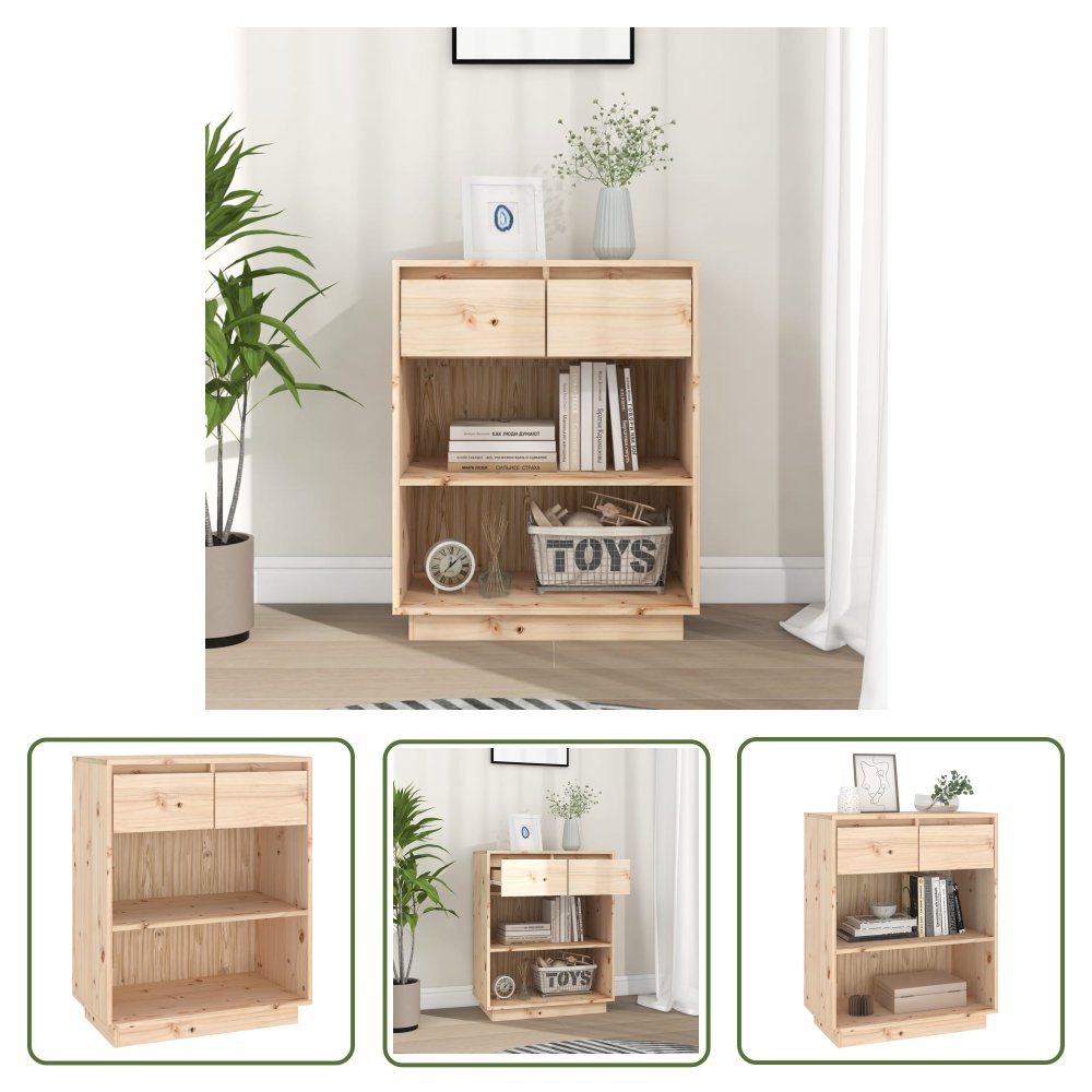 The Living Store Szafka - 60x34x75 cm - lite drewno sosnowe - Szafka ...