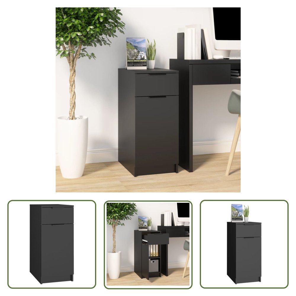 The Living Store Szafka pod biurko - czarna - 33 -5x50x75 cm - Szafka ...