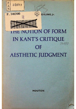 The notion of form in kants critiaue of aesthetic judgment - | Książka ...
