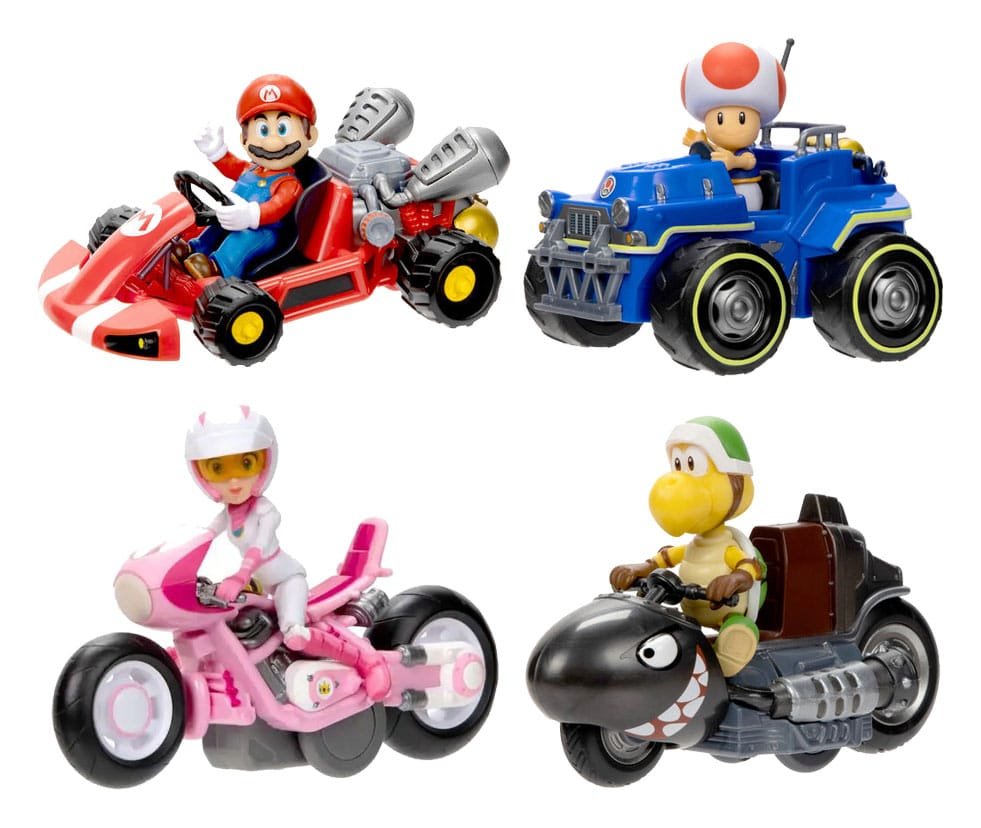 The Super Mario Bros. Movie Mini Figures with Karts 6 cm Assortment (6 ...