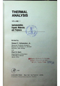 Thermal analysis instrumentation - Academic Press | Książka w Empik
