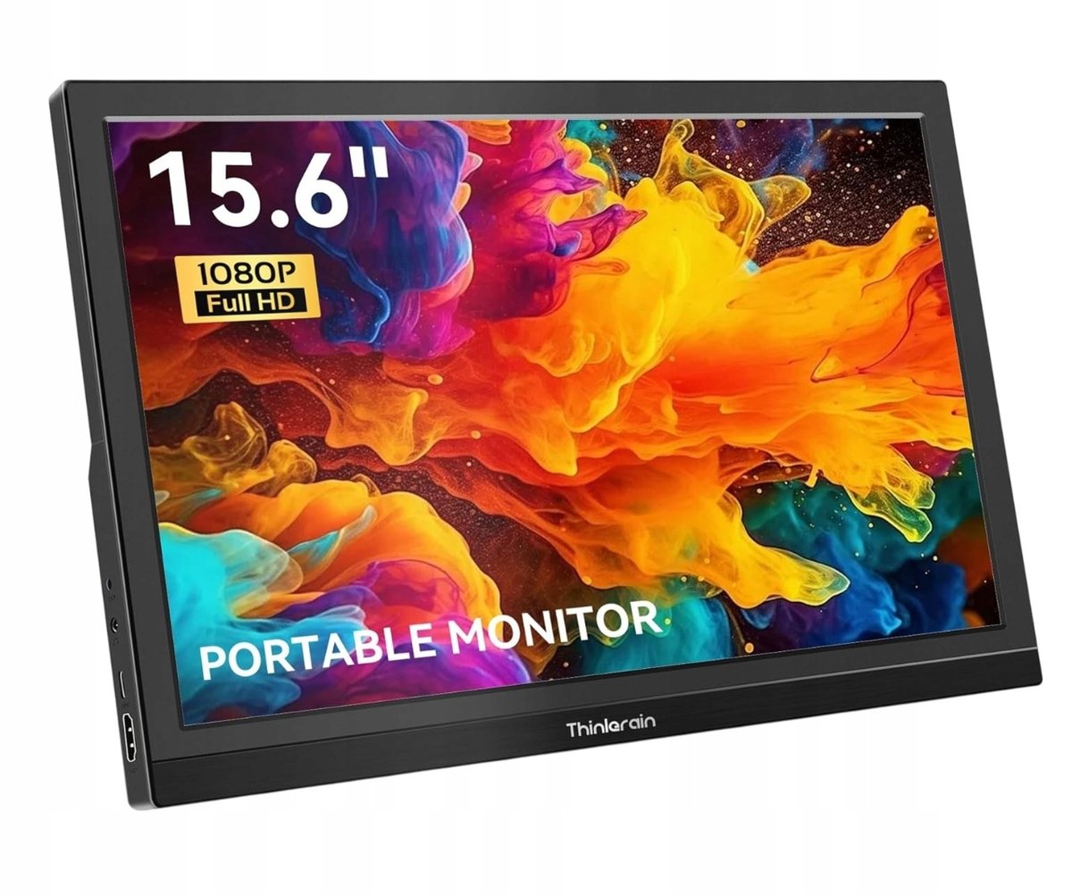 Thinlerain Przenośny Monitor LED Ekran 15,6" 1920x1080 60Hz Głośniki ...