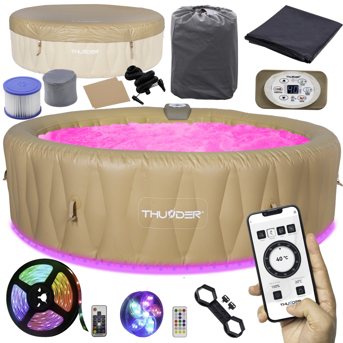 Thunder, ogrodowe SPA, basen z hydromasażem 6-osobowy THUNDER LATTE ...