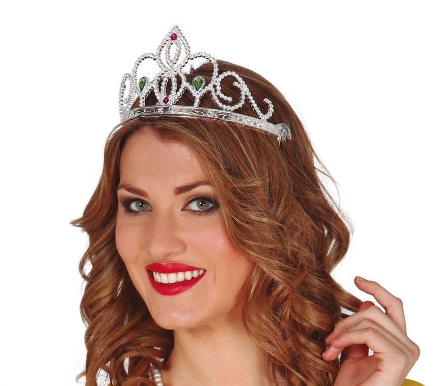 Tiara królewny srebrna z kolorowymi kryształkami - ABC | Przyjęcia i ...