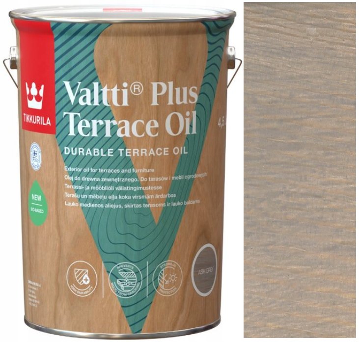 TIKKURILA VALTTI PLUS TERRACE OIL 4,5L ASH GREY - Inny producent ...