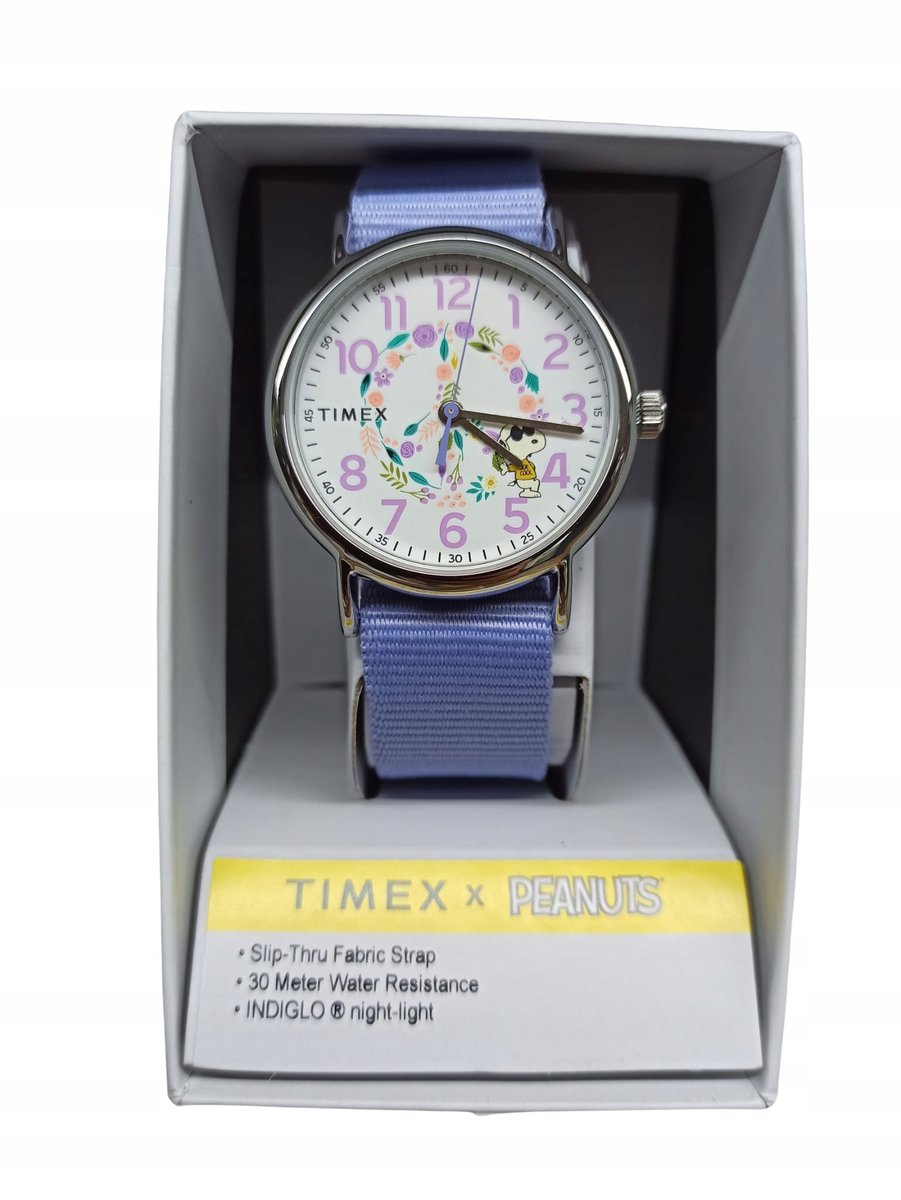 TIMEX Weekender x Peanuts in Bloom Snoopy zegarek damski fioletowy ...