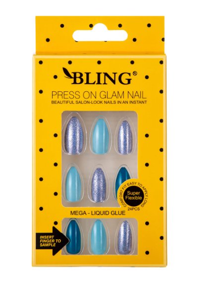 Tipsy BLING, Sztuczne paznokcie, (24 szt.) – glamour, wzór V | Sklep ...